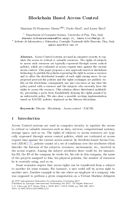 (PDF) Blockchain Based Access Control