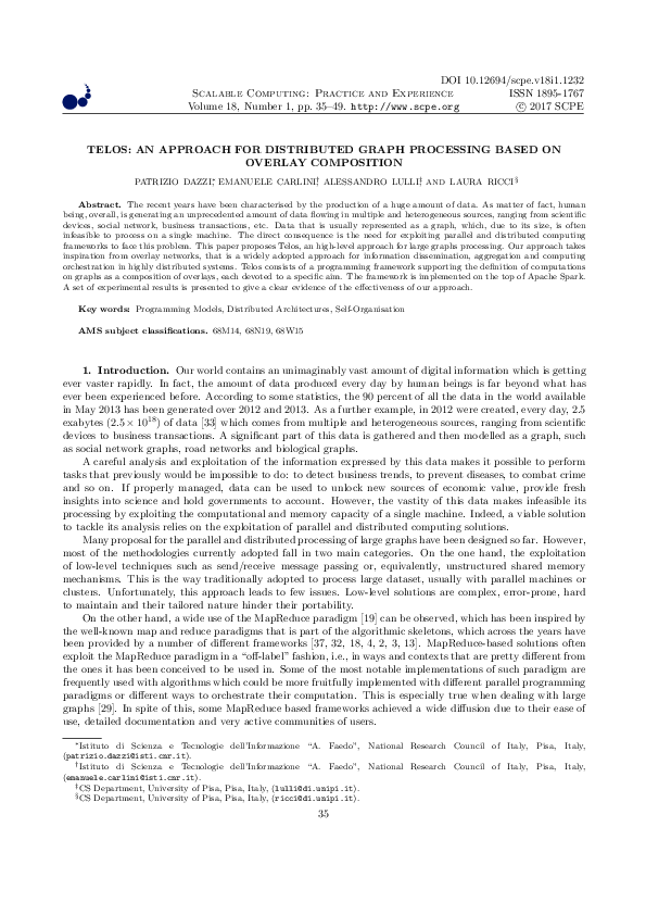 (PDF) TELOS: An Approach for Distributed Graph Processing Based on ...