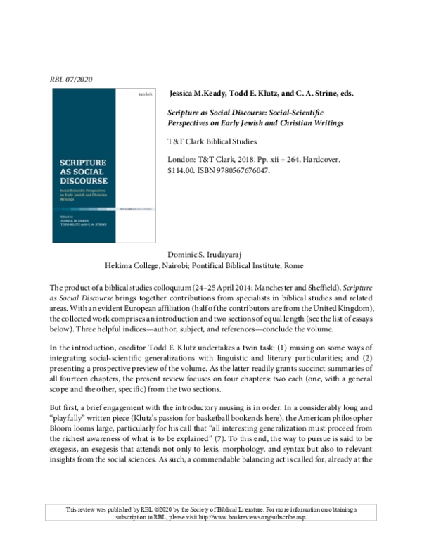 (PDF) Review of Jessica M. Keady, Todd E. Klutz, and C. A. Strine, eds ...