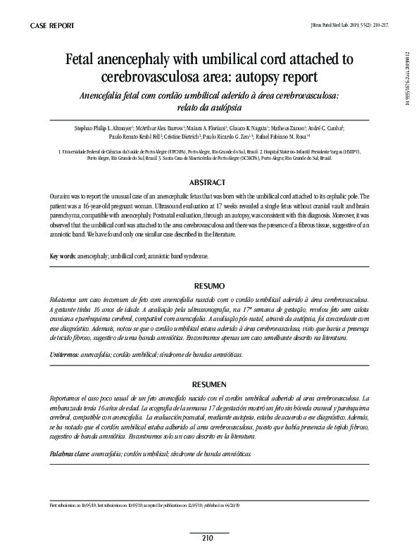 (PDF) Fetal anencephaly with umbilical cord attached to ...