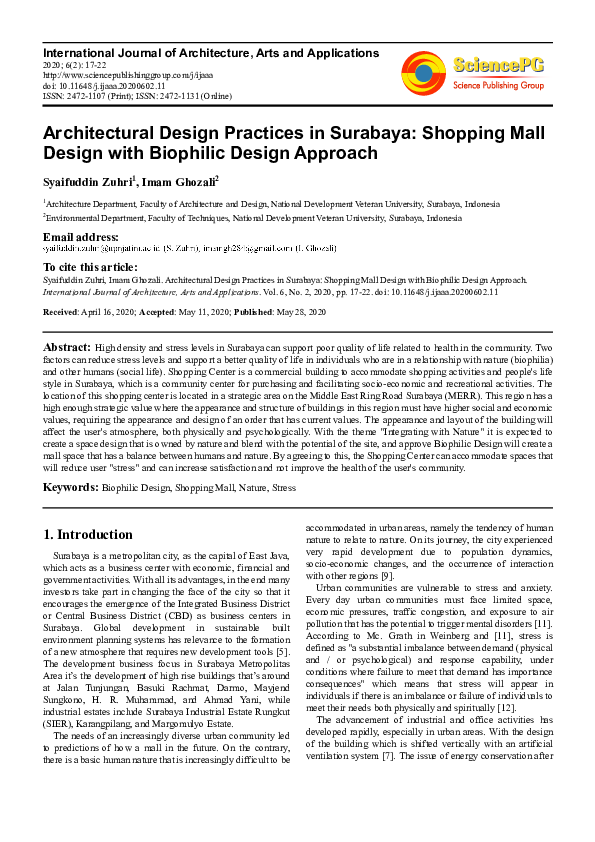 (PDF) Architectural Design Practices in Surabaya: Shopping Mall Design ...