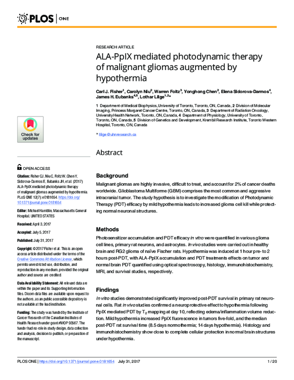 (PDF) ALA-PpIX mediated photodynamic therapy of malignant gliomas ...