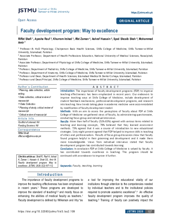 (PDF) Faculty development program: Way to excellence