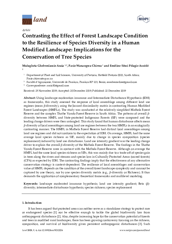 (PDF) Contrasting the Effect of Forest Landscape Condition to the ...