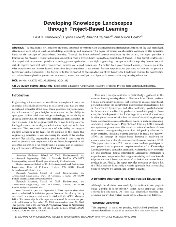 (PDF) Developing knowledge landscapes through project-based learning