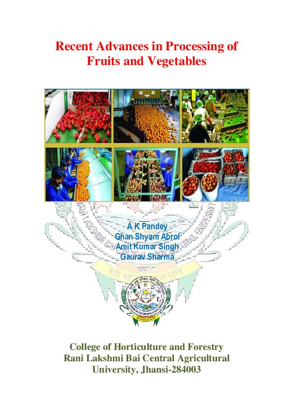 (PDF) Recent Advances in Processing of Fruits and Vegetables