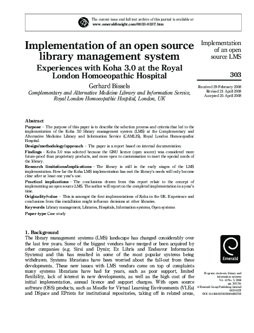 Pdf Implementation Of An Open Source Library Management System