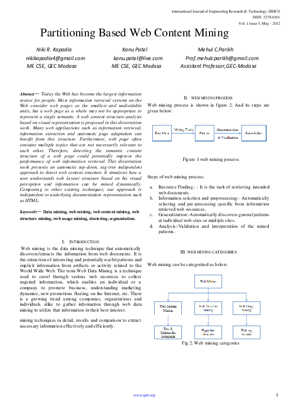 (PDF) Partitioning Based Web Content Mining