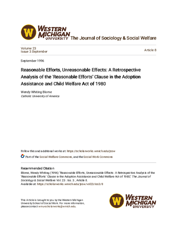 (PDF) Reasonable efforts, unreasonable effects : A retrospective ...