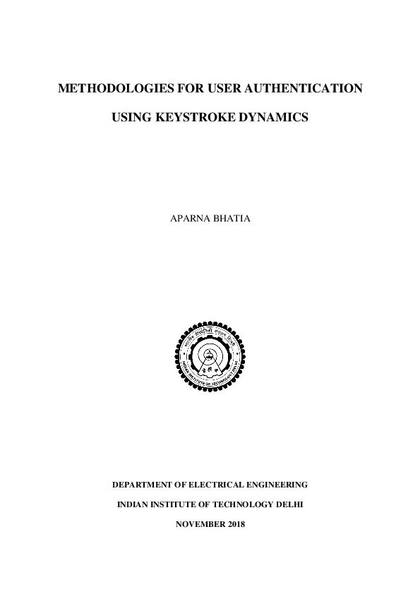 (PDF) Methodologies for user authentication using keystroke dynamics