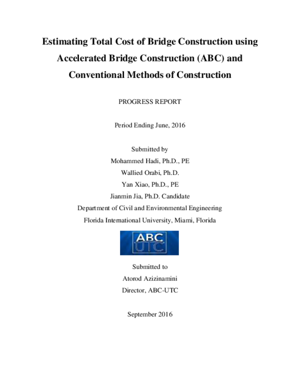 (PDF) Estimating Total Cost of Bridge Construction Using ABC and ...