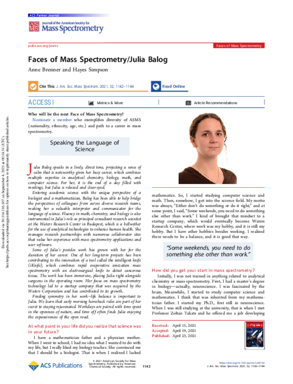 (PDF) Faces of Mass Spectrometry/Julia Balog