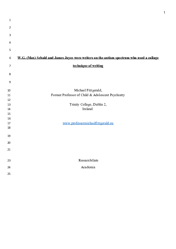 (DOC) W.G. (Max) Sebald and James Joyce