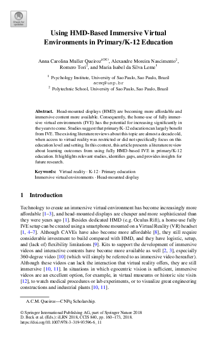 (PDF) Using HMD-Based Immersive Virtual Environments in Primary/K-12 Education