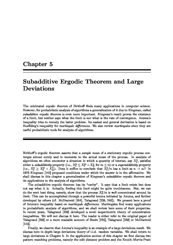 (PDF) Subadditive Ergodic Theorem and Large Deviations