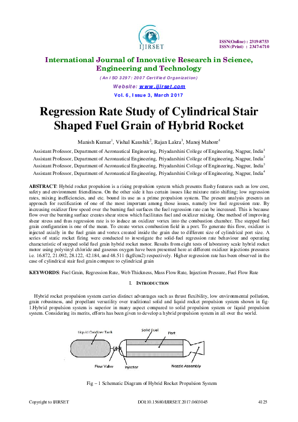 (PDF) Regression Rate Study of Cylindrical Stair Shaped Fuel Grain of ...