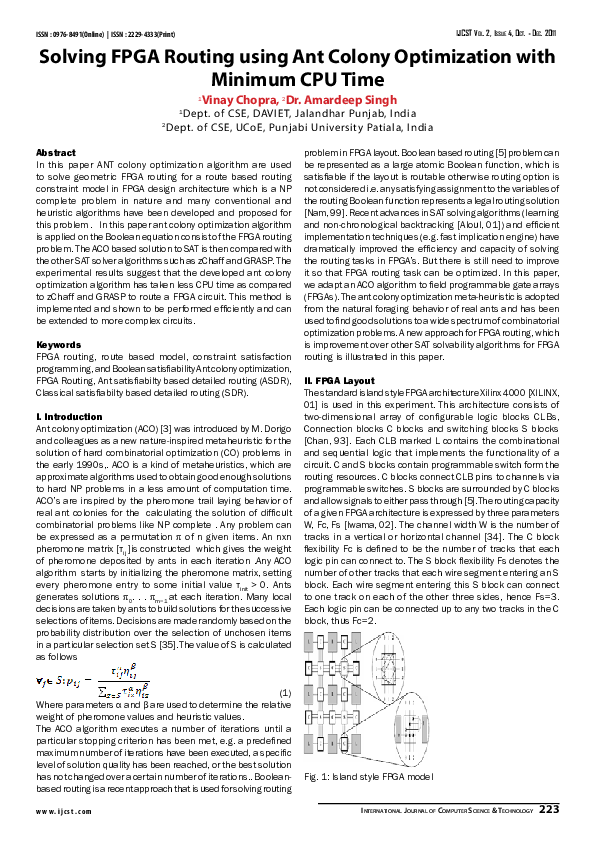 (PDF) Solving FPGA Routing using Ant Colony Optimization with Minimum ...