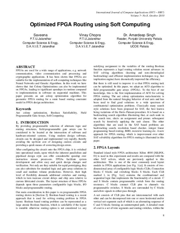 Pdf Optimized Fpga Routing Using Softcomputing