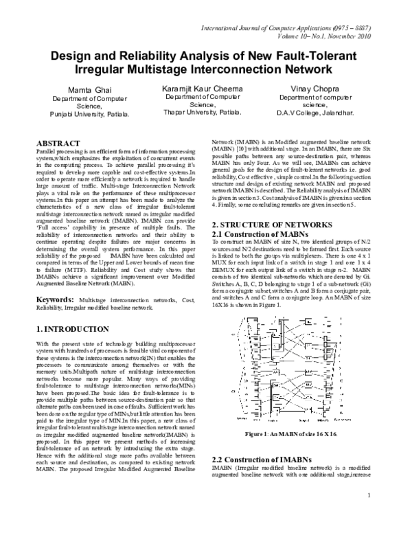 (PDF) Design and Reliability Analysis of New Fault-Tolerant Irregular Multistage Interconnection ...