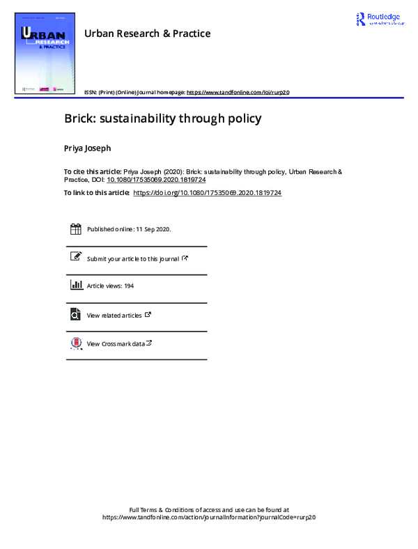 (PDF) Brick: sustainability through policy