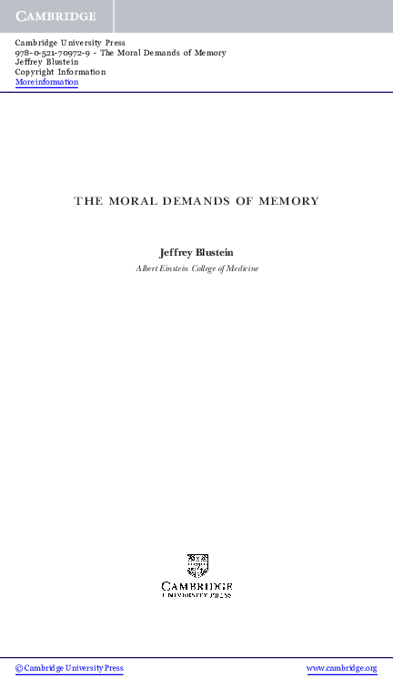 (PDF) The Moral Demands of Memory