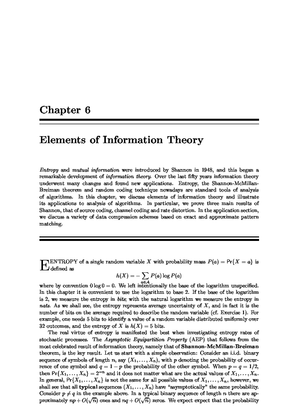 (PDF) Elements of Information Theory