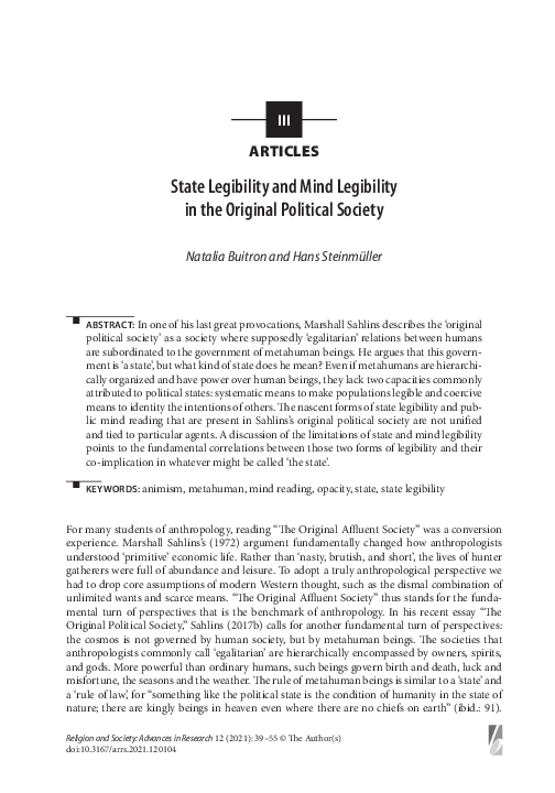 (PDF) State Legibility and Mind Legibility in the Original Political ...