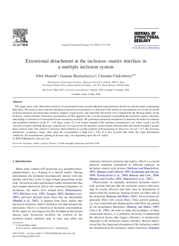 (PDF) Extensional detachment at the inclusion–matrix interface in a ...