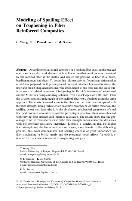 (PDF) Modeling of Spalling Effect on Toughening in Fiber Reinforced ...