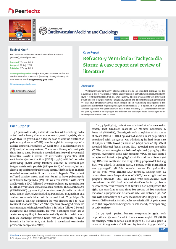 (PDF) Refractory Ventricular Tachycardia Storm: A case report and ...
