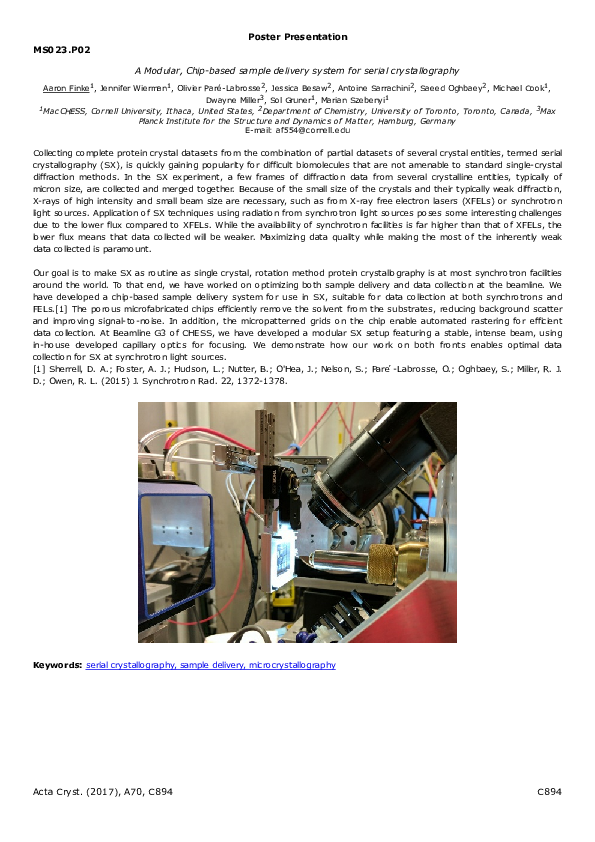 (PDF) A modular chip-based sample delivery system for serial ...