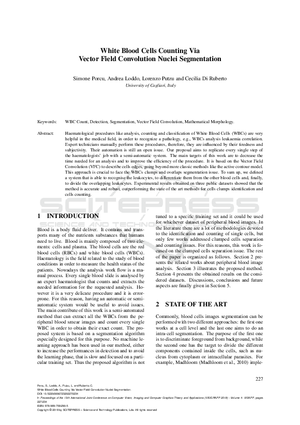 (PDF) White Blood Cells Counting Via Vector Field Convolution Nuclei Segmentation