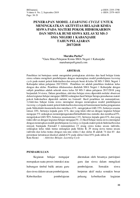 (PDF) Penerapan Model Learning Cycle Untuk Meningkatkan Aktivitas ...