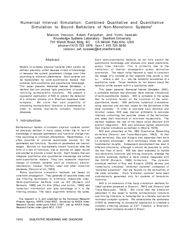 (PDF) Numerical interval simulation: combined qualitative and quantitative simulation to bound ...