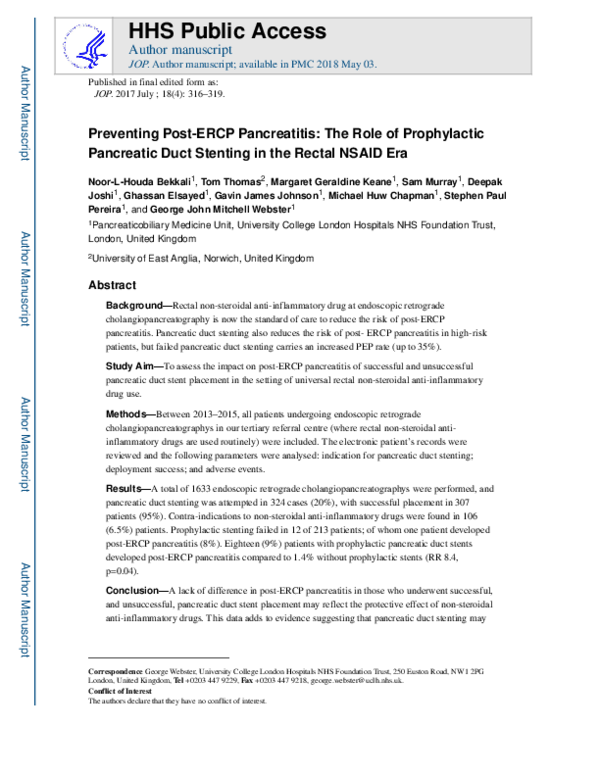 (PDF) Preventing Post-ERCP Pancreatitis: The Role of Prophylactic ...