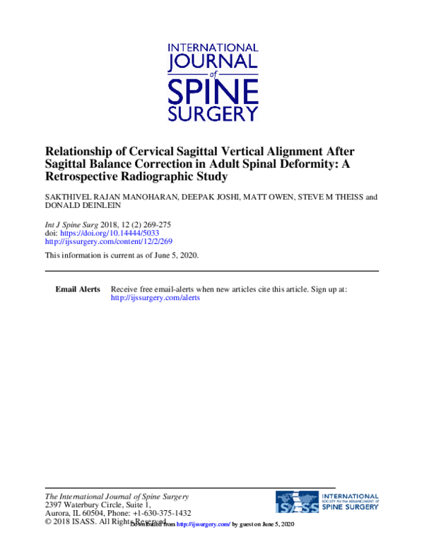 (PDF) Relationship of Cervical Sagittal Vertical Alignment After ...
