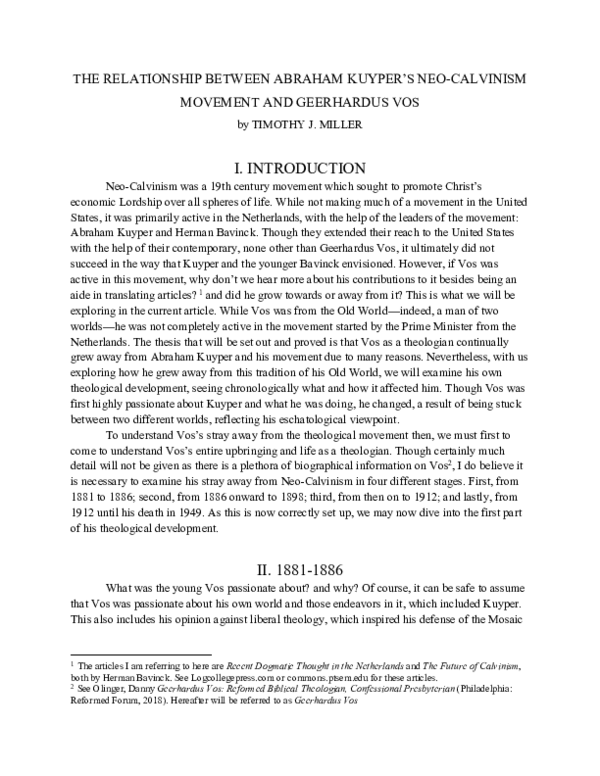 (PDF) The Relationship Between Abraham Kuyper’s Neo-Calvinism Movement ...