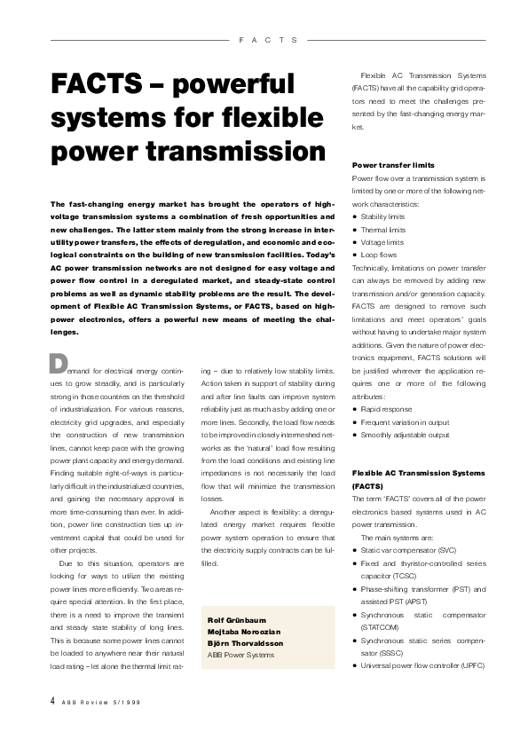 (PDF) FACTS - powerful systems for flexible power transmission