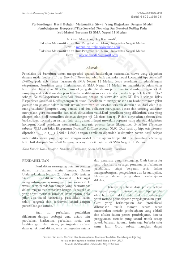 (PDF) Perbandingan Hasil Belajar Matematika Siswa Yang Diajarkan Dengan Model Pembelajaran ...