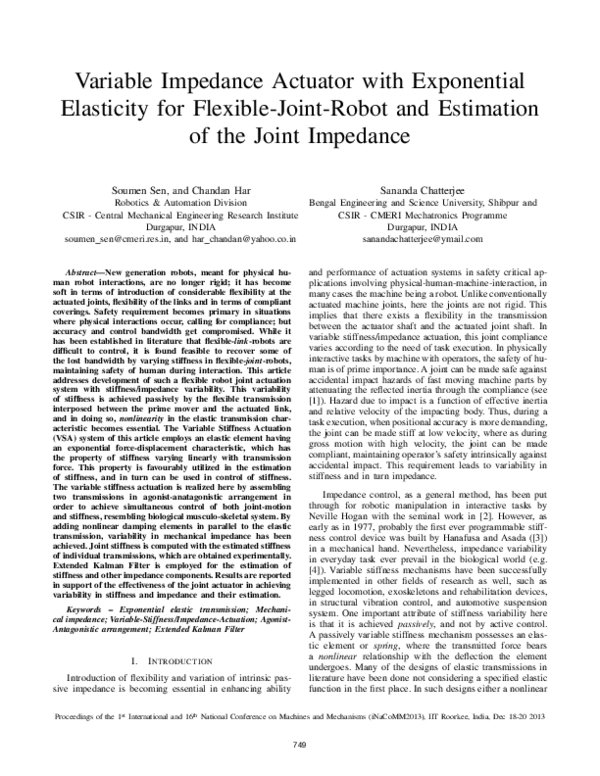 (PDF) Variable Impedance Actuator with Exponential Elasticity for Flexible-Joint-Robot and ...
