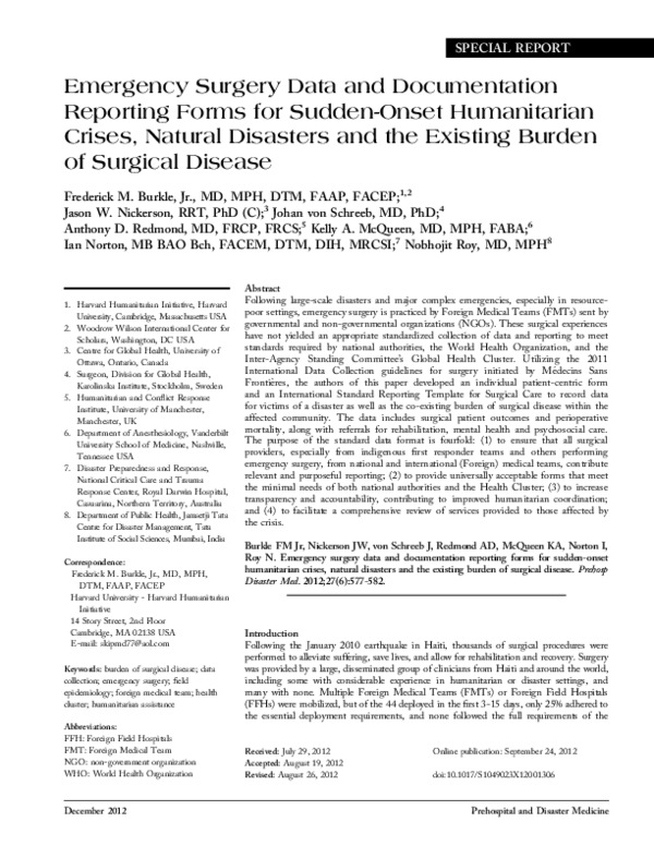 (PDF) Emergency Surgery Data and Documentation Reporting Forms for ...