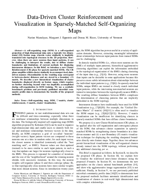 Pdf Data Driven Cluster Reinforcement And Visualization In Sparsely Matched Self Organizing Maps 7690