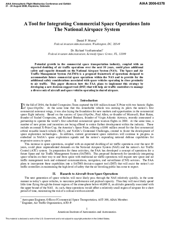 (PDF) A Tool for Integrating Commercial Space Operations into the ...