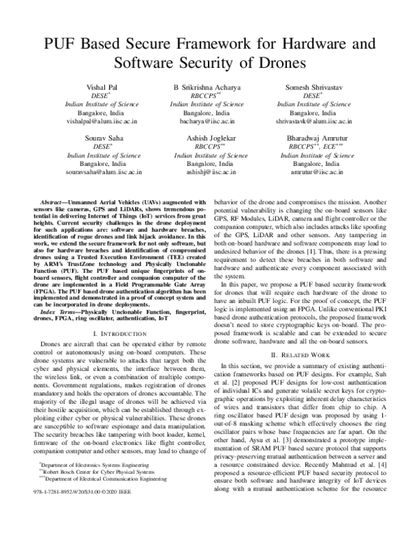 (PDF) PUF Based Secure Framework for Hardware and Software Security of ...