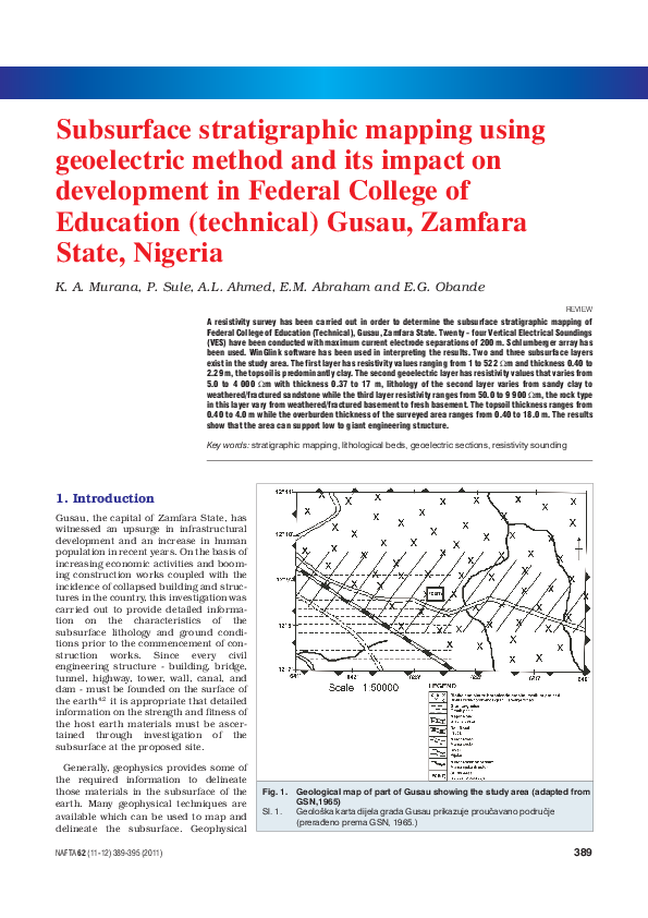 (PDF) Subsurface stratigraphic mapping using geoelectric method and its ...