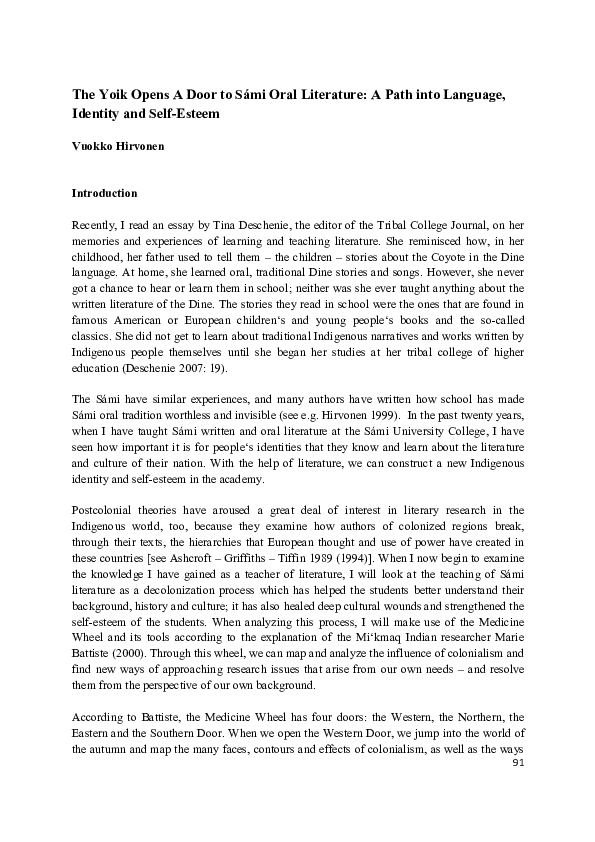 (PDF) The Yoik Opens A Door to Sámi Oral Literature: A Path into ...
