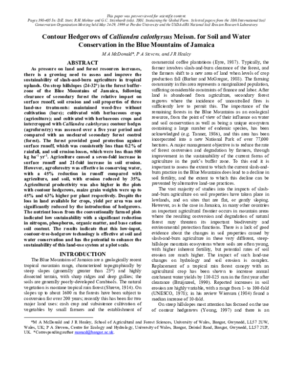 (PDF) Contour Hedgerows of Calliandra calothyrsus Meissn. for Soil and ...