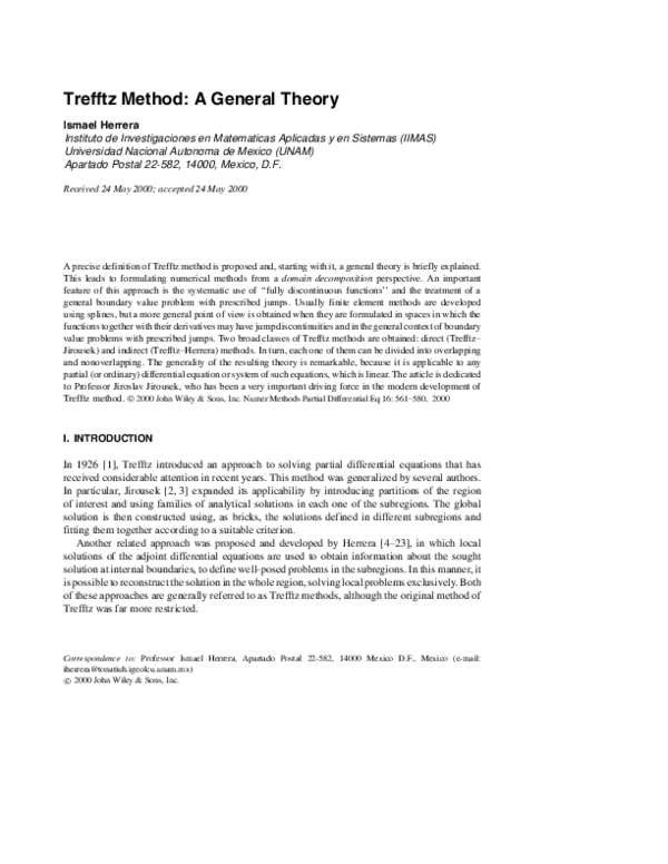 Pdf Trefftz Method A General Theory