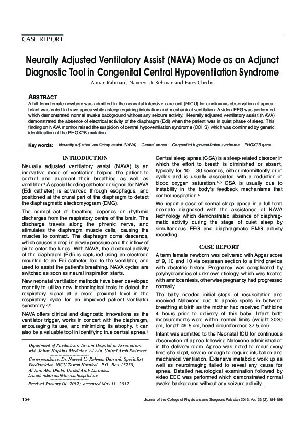 (PDF) Neurally adjusted ventilatory assist (NAVA) mode as an adjunct ...