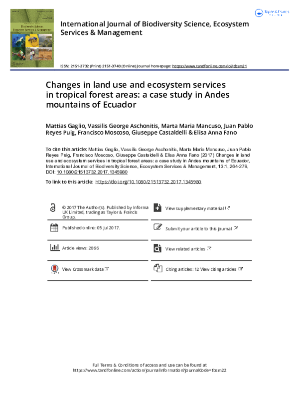 (PDF) Changes in land use and ecosystem services in tropical forest areas: a case study in Andes ...